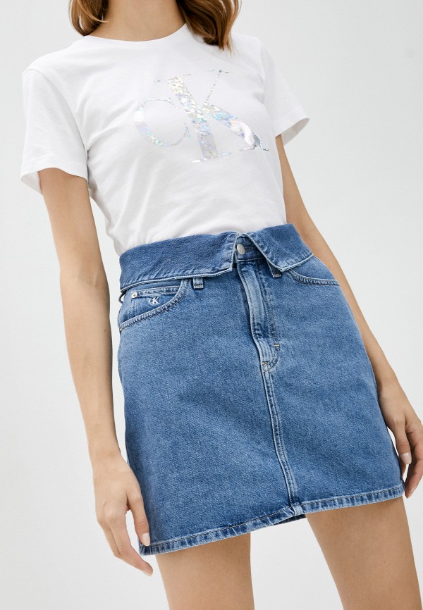 Юбка джинсовая Calvin Klein Jeans, цвет: голубой, CA939EWJTHZ4 — купить ...