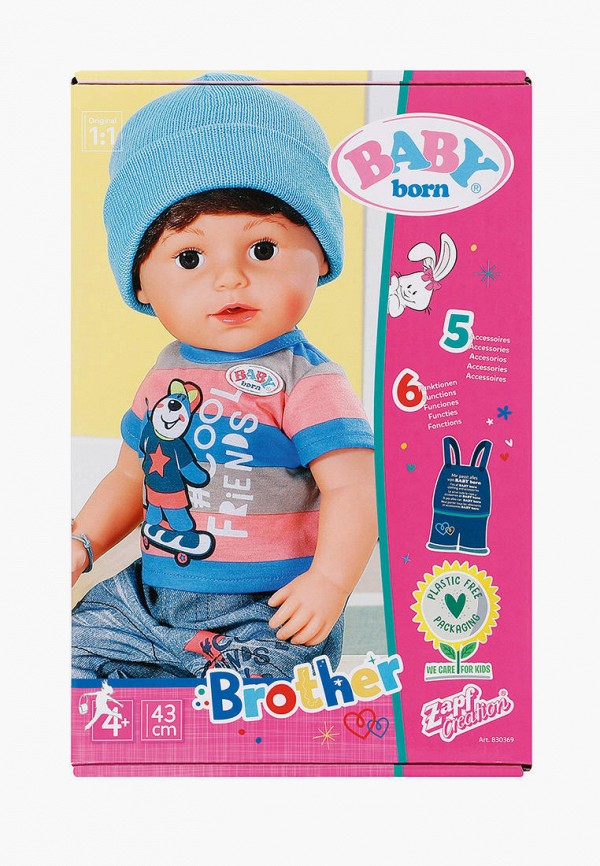 Кукла Росмэн Братик 43 см BABY born, цвет: голубой, MP002XC01F8T ...