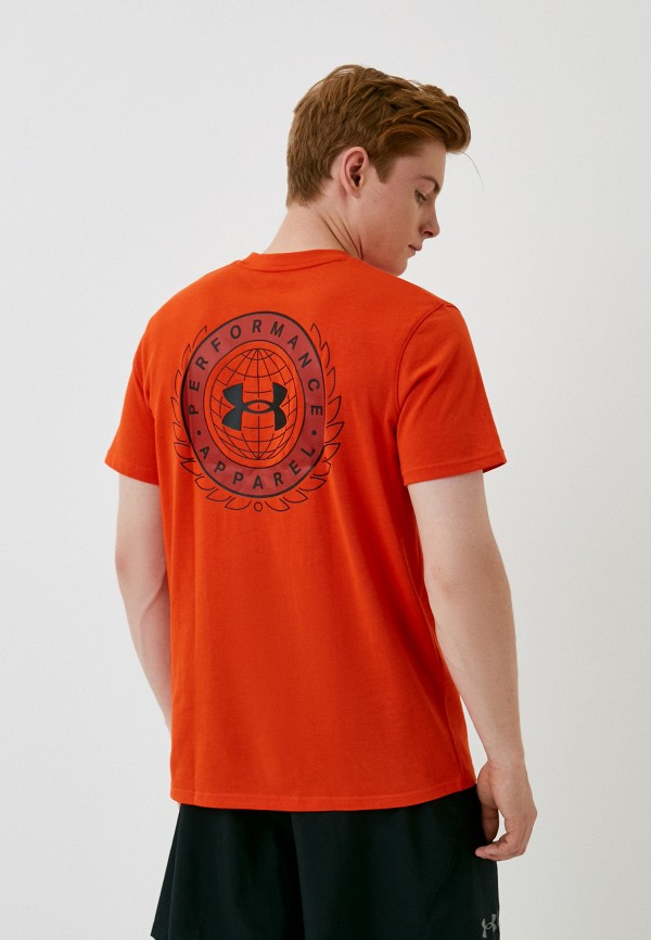 Футболка Under Armour UA ALMA MATER CREST HW SS, цвет: оранжевый ...