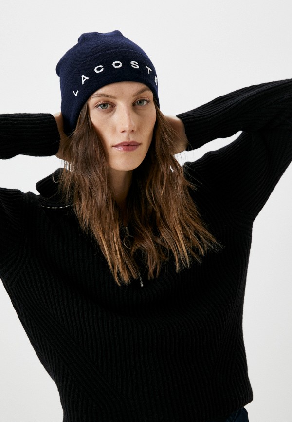 Шапка Lacoste, цвет: синий, MP002XU05DV3 — купить в интернет-магазине ...