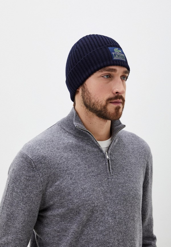 Шапка Lacoste, цвет: синий, MP002XU0D3UQ — купить в интернет-магазине ...