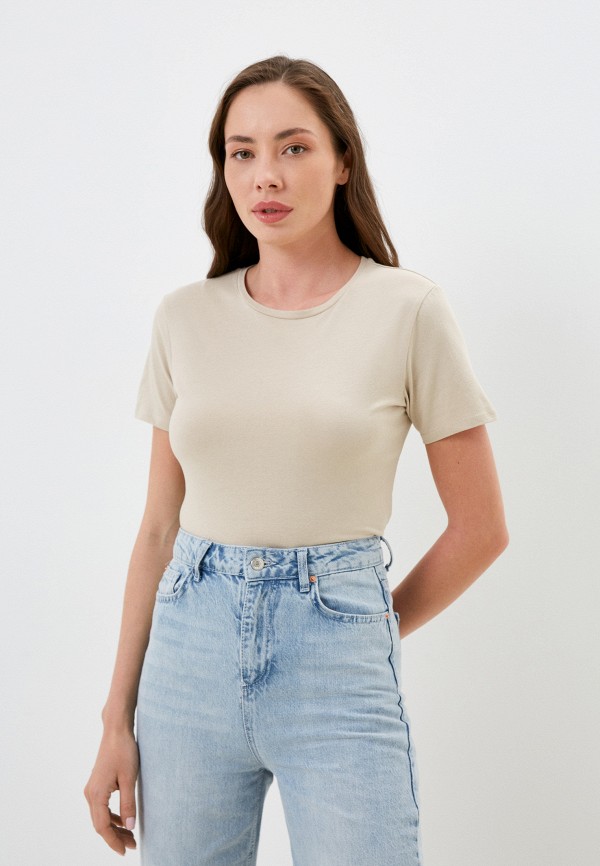 Футболка Sela EVA SLIM FIT, цвет: бежевый, MP002XW01C1U — купить в ...