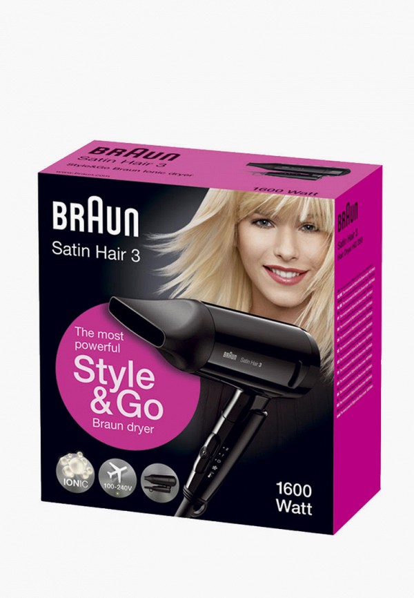 Фен Braun Satin Hair 3 HD350 Style and Go, цвет: черный, MP002XW0B64Q ...