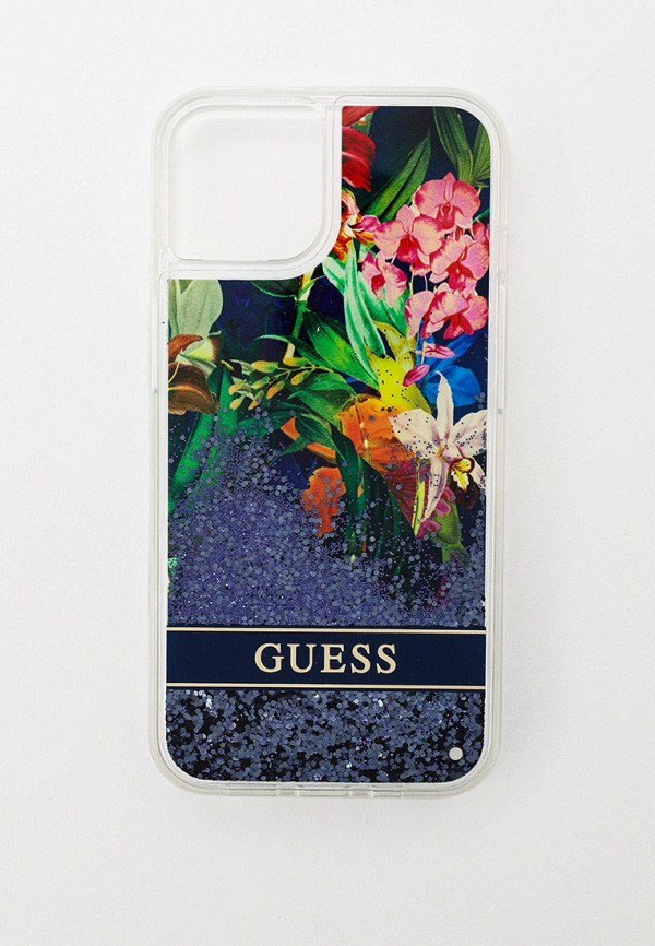 Чехол для iPhone Guess 14 с жидкими блестками, цвет: синий ...