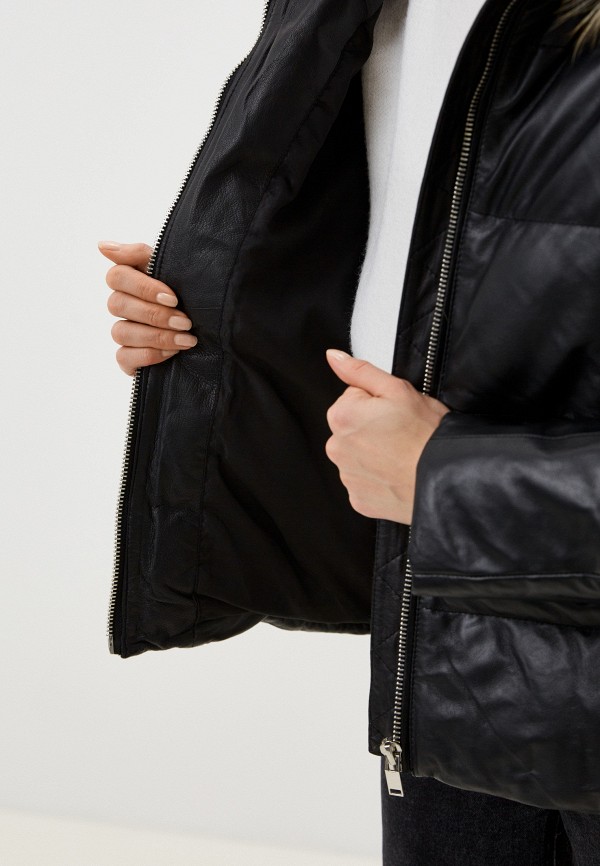 Куртка кожаная утепленная Снежная Королева, цвет: черный, MP002XW14O4P ...