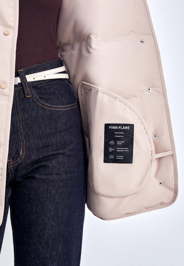 Пуховик Finn Flare, цвет: бежевый, MP002XW17KWC — купить в интернет-магазине Lamoda