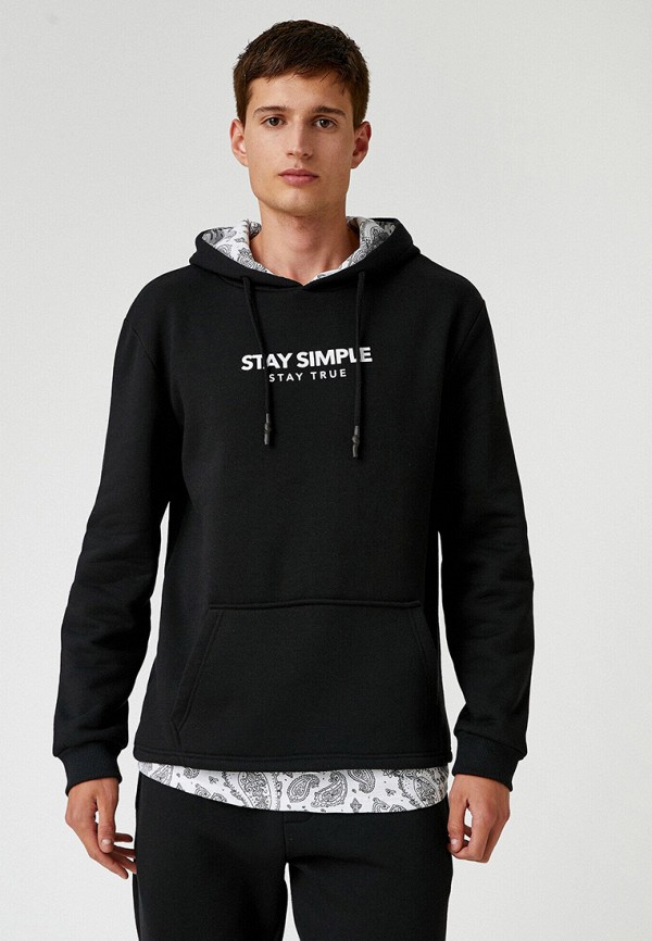 Худи Koton, цвет: черный, RTLAAX803001 — купить в интернет-магазине Lamoda