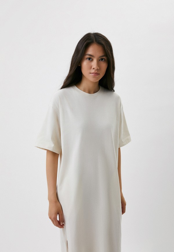 Платье UNIQLO из хлопка, цвет: бежевый, RTLABW769601 — купить в ...
