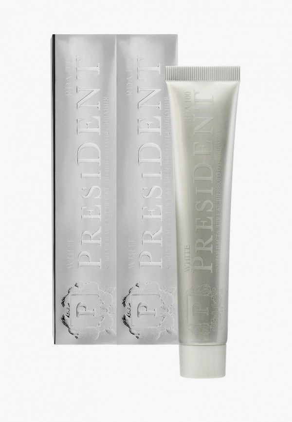 Зубные пасты 2 шт. President White, RDA-100, 75 мл, 2 шт., цвет ...