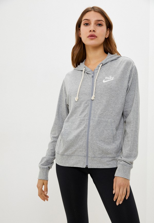 Толстовка Nike W NSW GYM VNTG HOODIE FZ, цвет: серый, RTLABY509502 ...