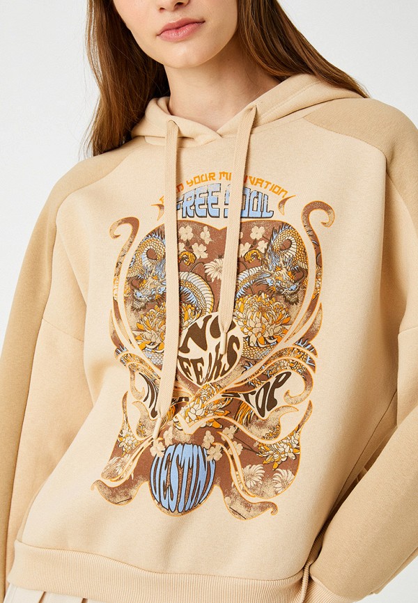 Худи Koton, цвет: бежевый, RTLACS889501 — купить в интернет-магазине Lamoda