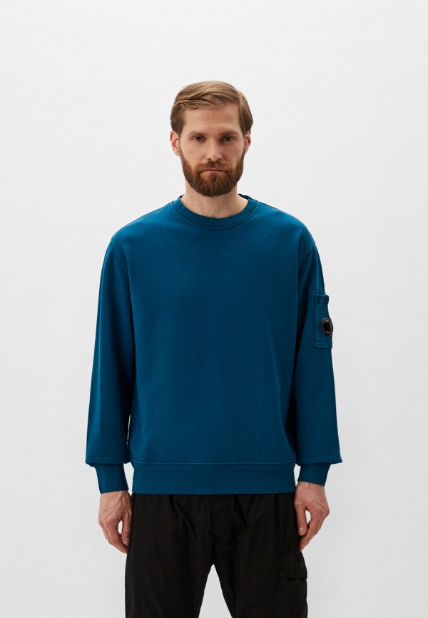 Свитшот C.P. Company Cotton Diagonal Fleece Lens, цвет: бирюзовый ...