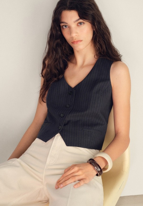 Жилет Mango CHALECO BALI, цвет: синий, RTLAEJ273301 — купить в интернет-магазине Lamoda