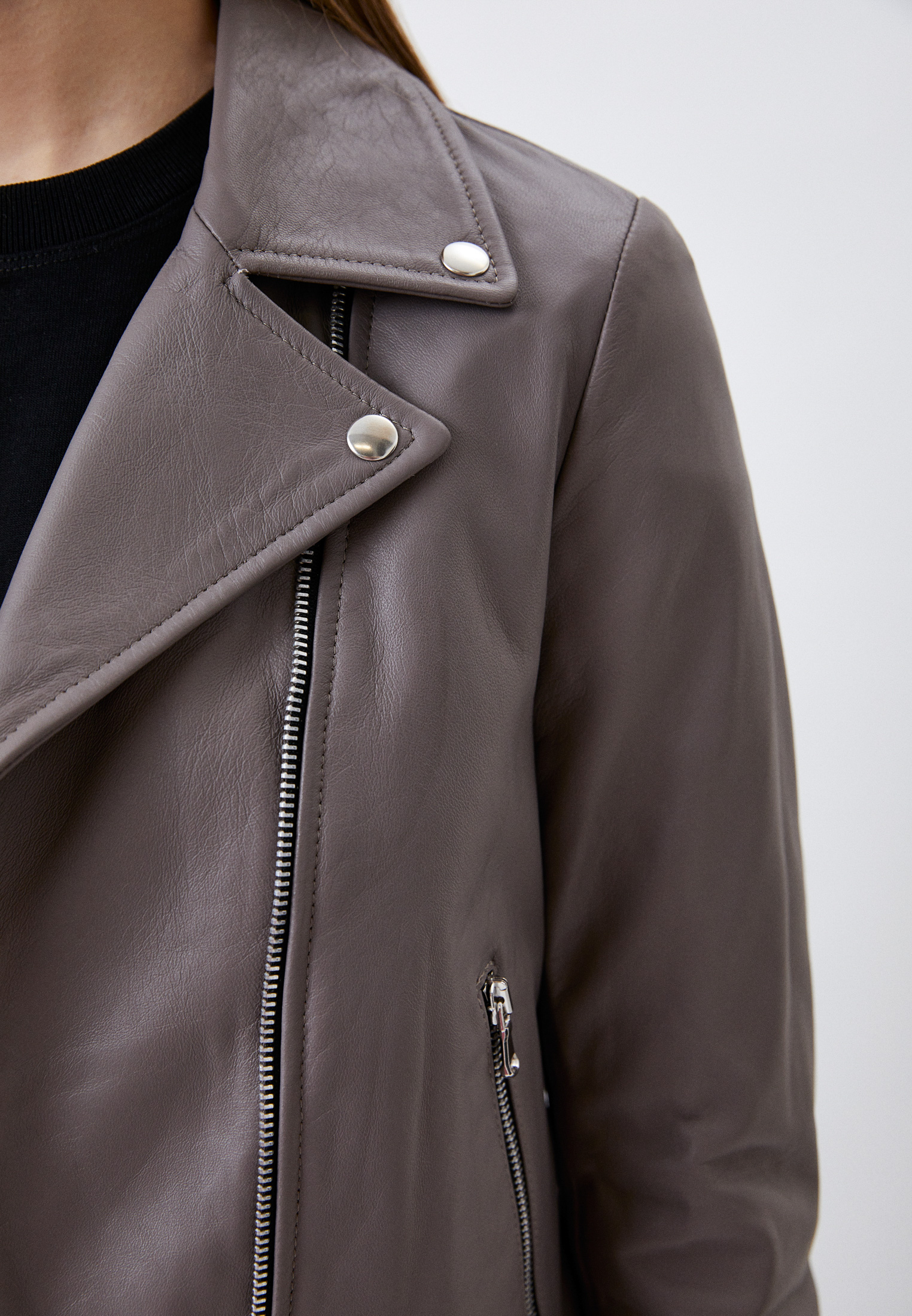 Кожаная куртка женская Blouson mira цвет серый купить за 43020 руб.