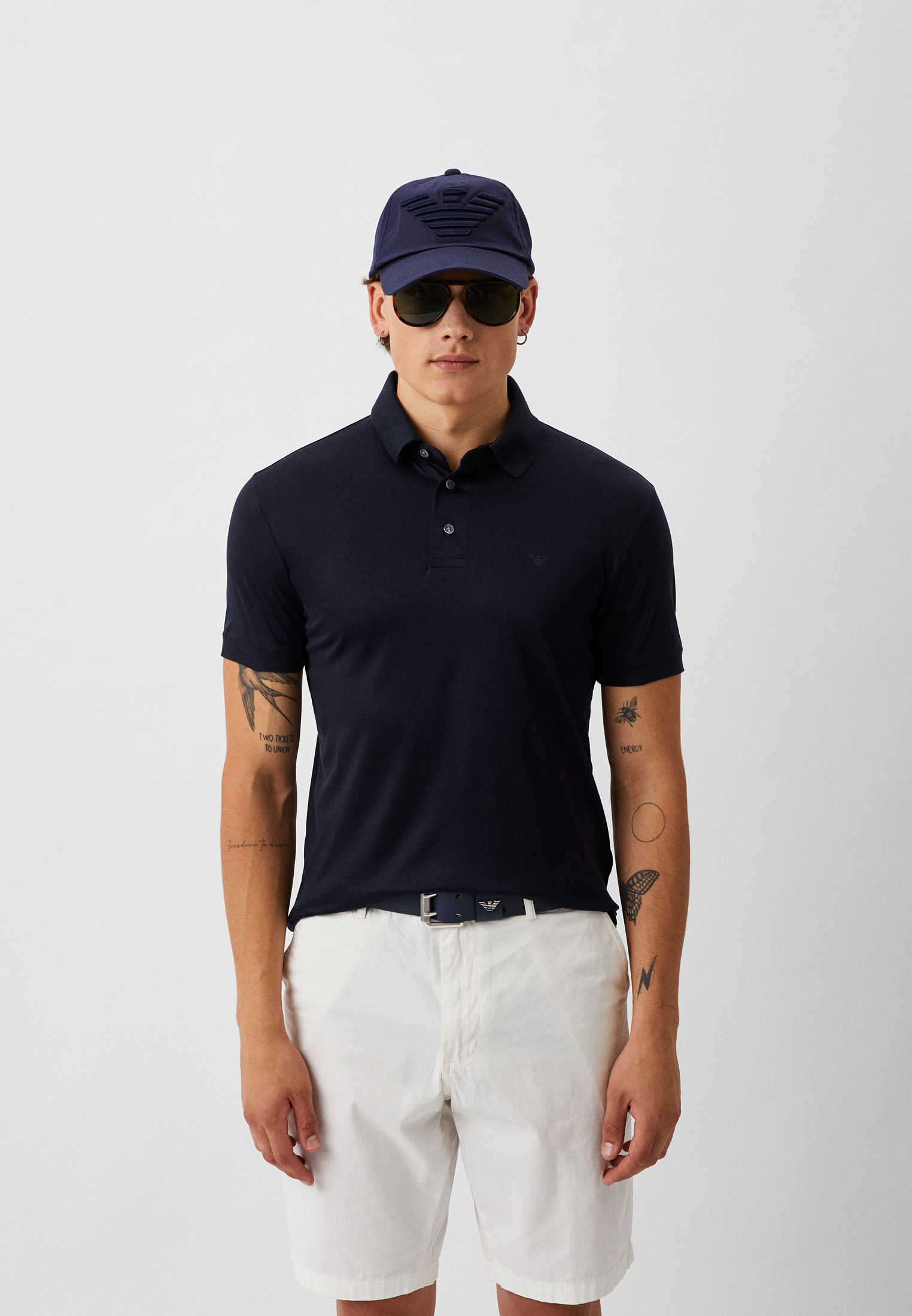 Мужские поло Emporio Armani (Эмпорио Армани) 8N1F98 1JUVZ (Цвет: Синий ...