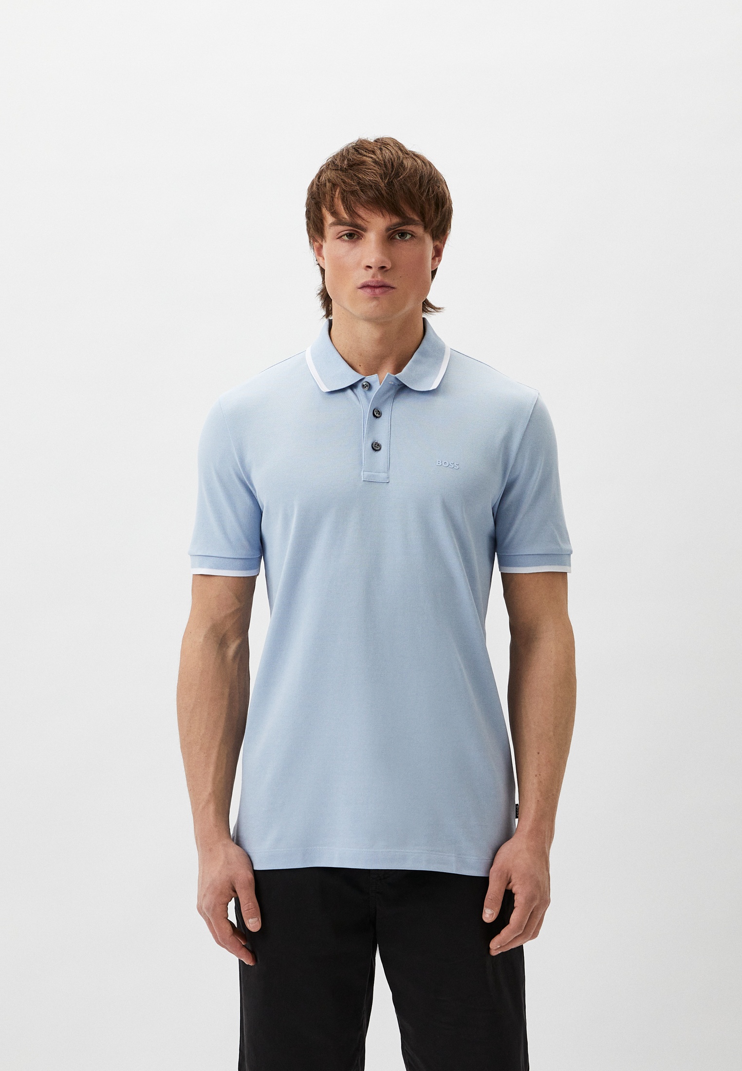 Мужские поло Boss 50494697 цвет голубой купить за 11992 руб.