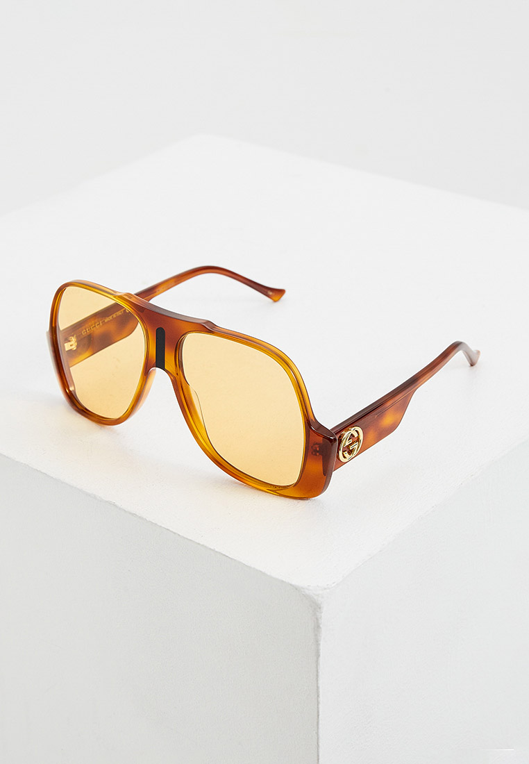 Очки солнцезащитные Gucci GG0785S, цвет: коричневый, GU641DULLPF5 ...