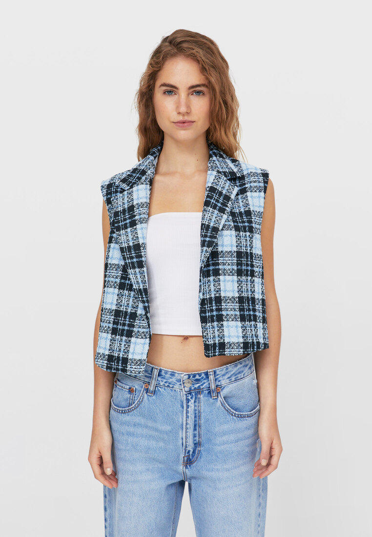 Жилет Stradivarius, цвет: голубой, IX001XW00UYV — купить в интернет ...