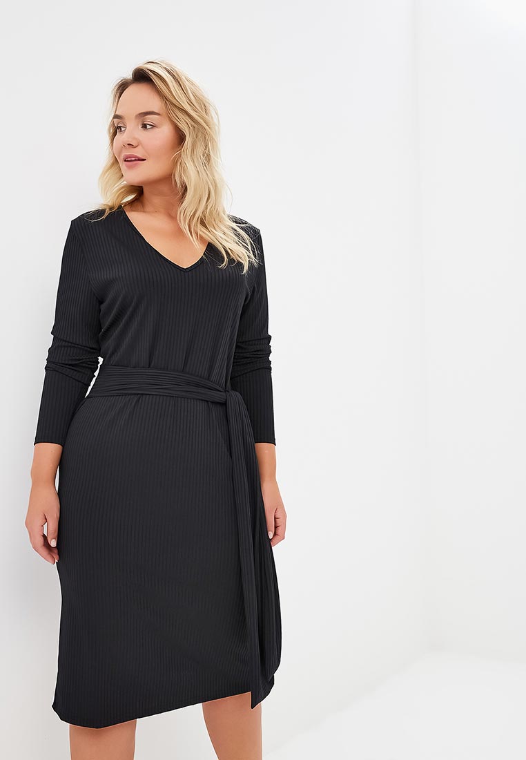 Платье Lost Ink Plus BODYCON DRESS IN RIB WITH TIE SIDE, цвет: черный ...