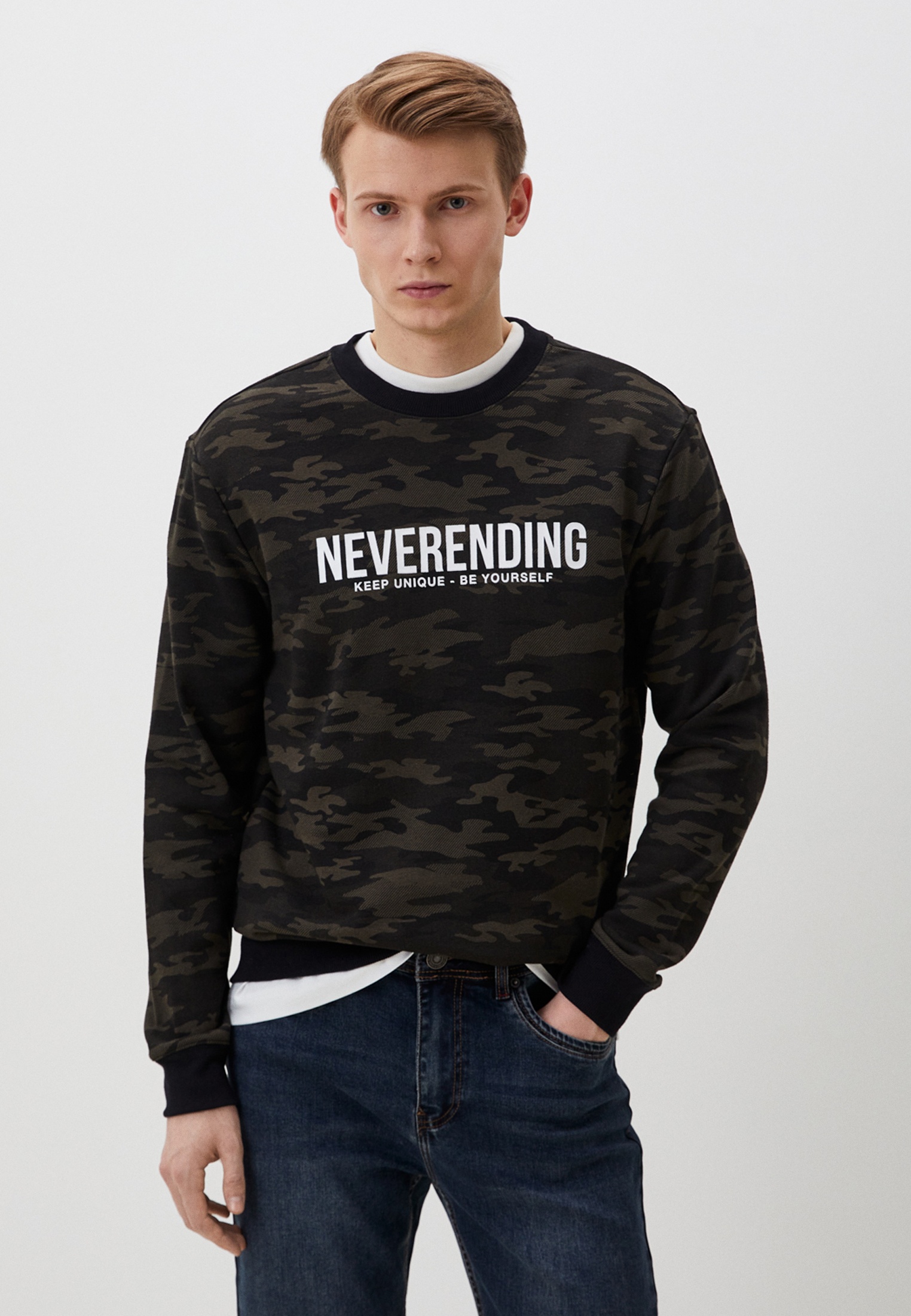 Свитшот Zolla, цвет: хаки, MP002XM00BNK — купить в интернет-магазине Lamoda