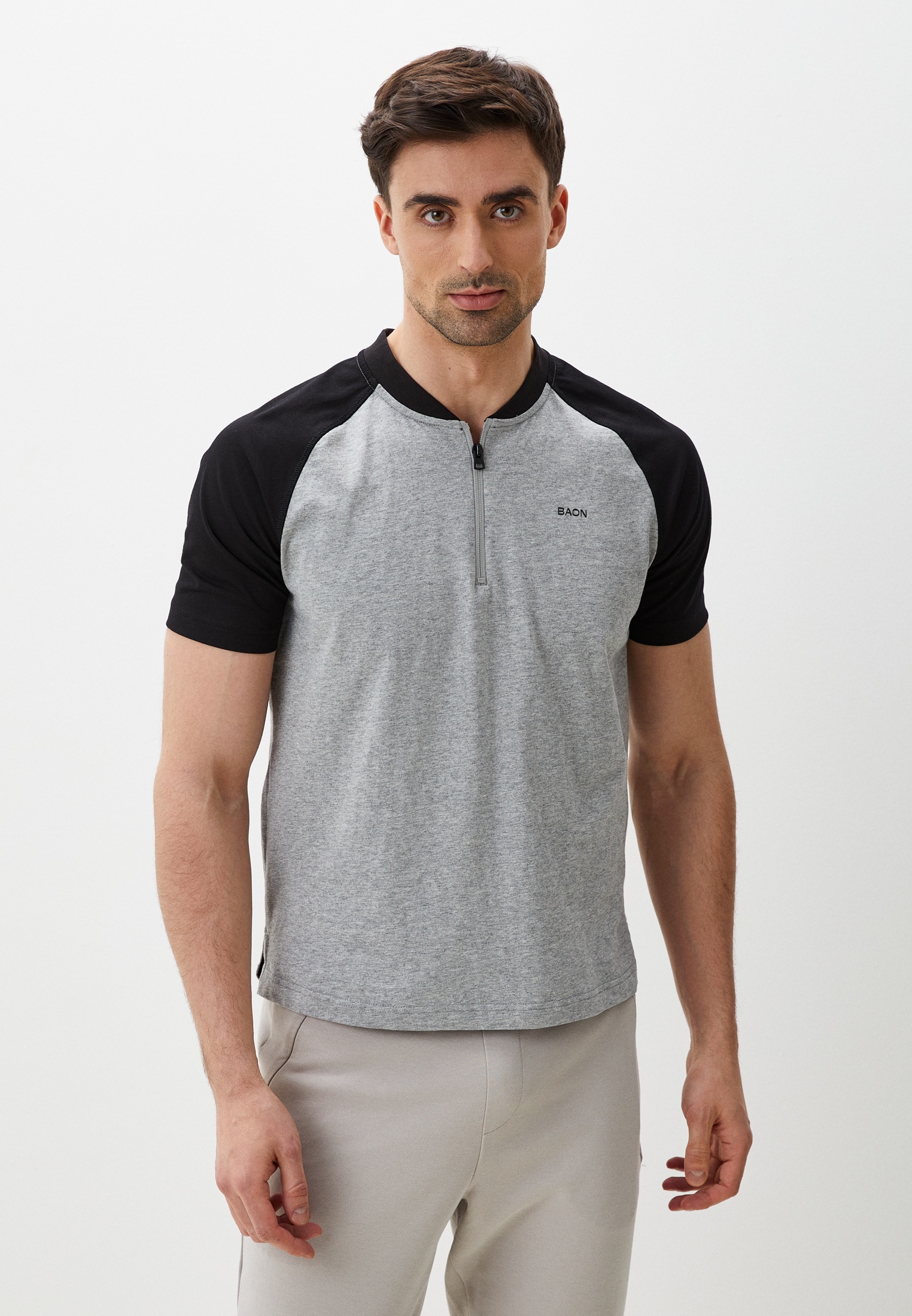 Поло Baon, цвет: серый, MP002XM00JTJ — купить в интернет-магазине Lamoda