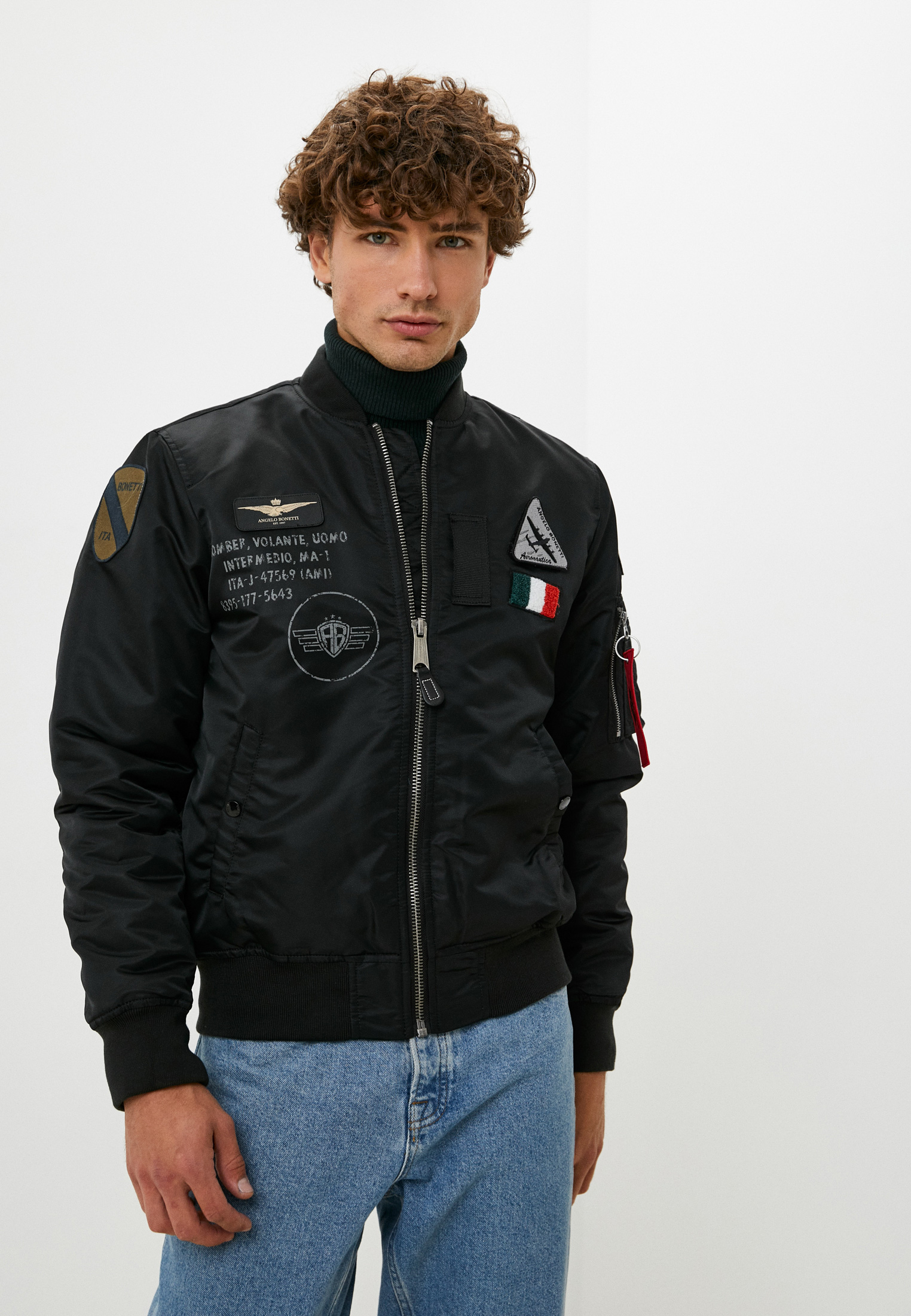 Куртка утепленная Angelo Bonetti MA-1 Aeronautica, цвет: черный ...