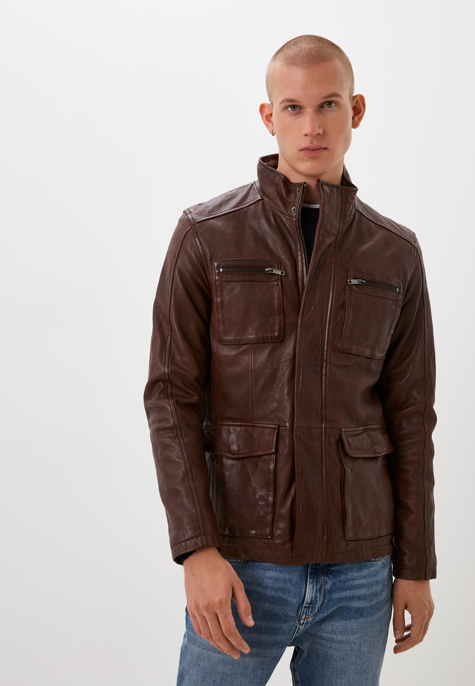 Куртка кожаная Urban Fashion for Men, цвет: коричневый, MP002XM08QOU ...