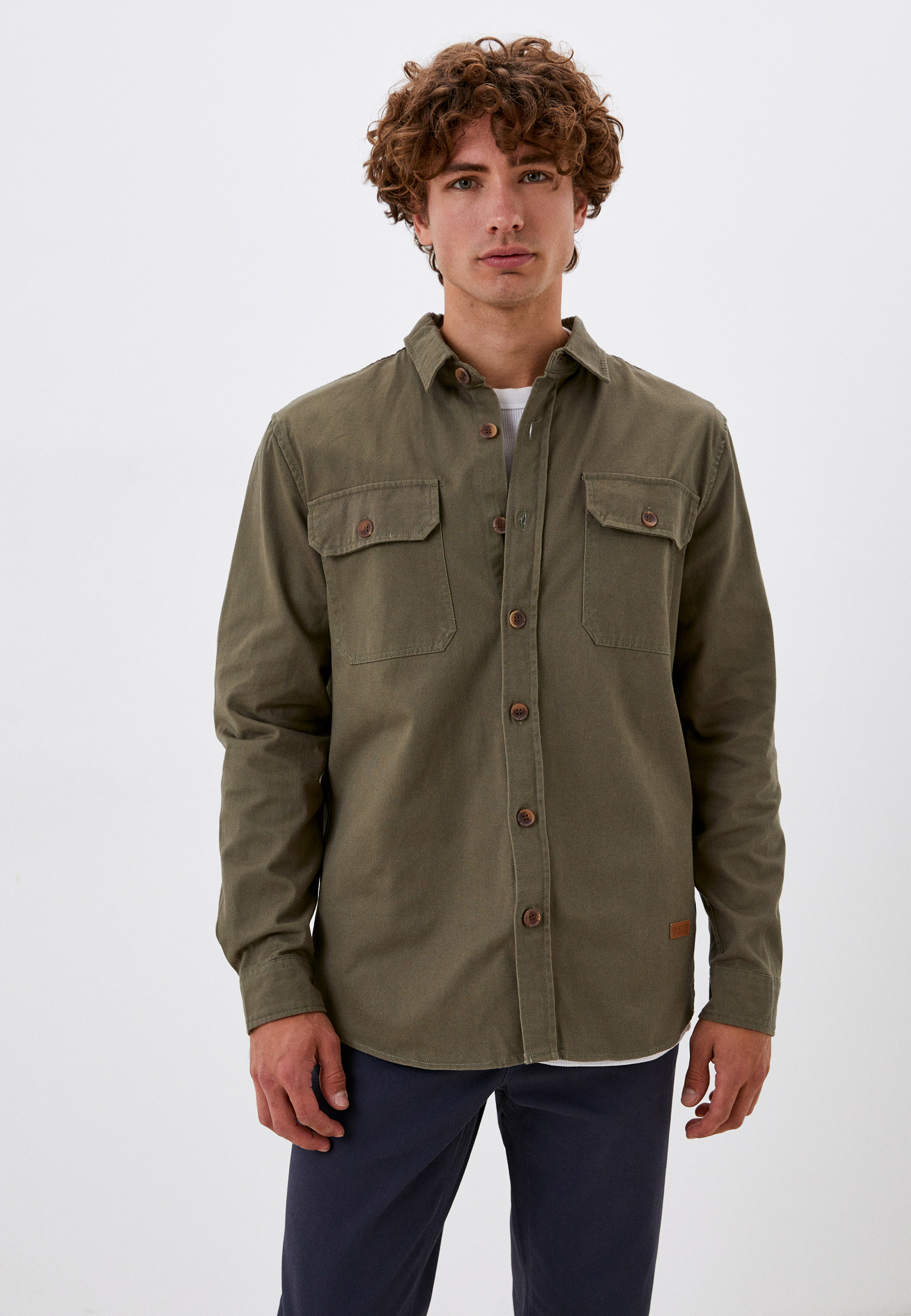 Рубашка Zolla, цвет: хаки, MP002XM08QYI — купить в интернет-магазине Lamoda