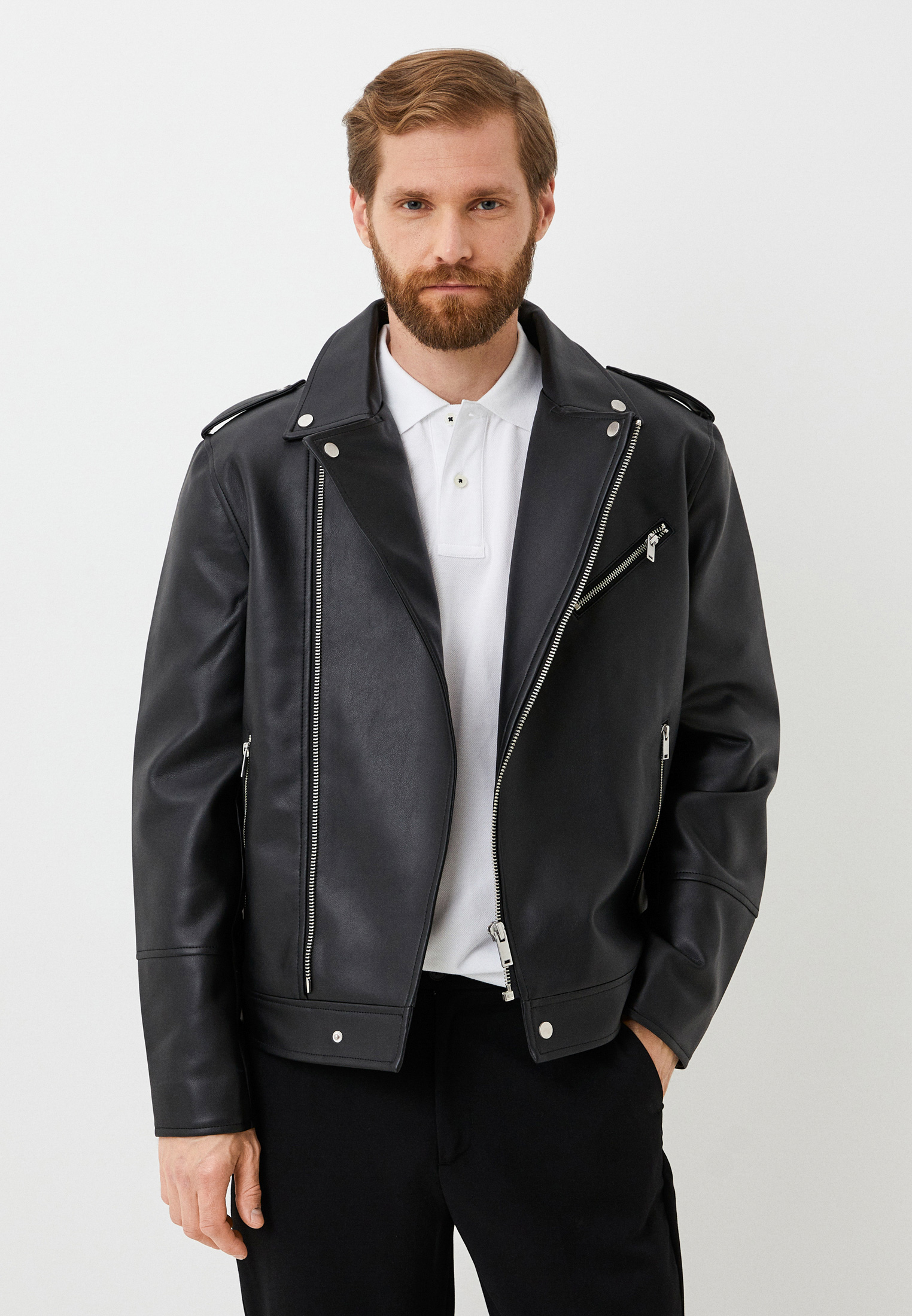 Куртка кожаная Zrn Man, цвет: черный, MP002XM0B081 — купить в интернет-магазине Lamoda