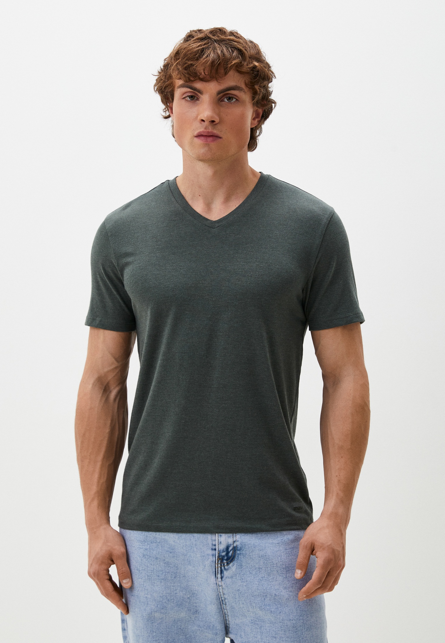 Футболка Mavi STRETCH V NECK TEE, цвет: зеленый, MP002XM0B8DN — купить в интернет-магазине Lamoda
