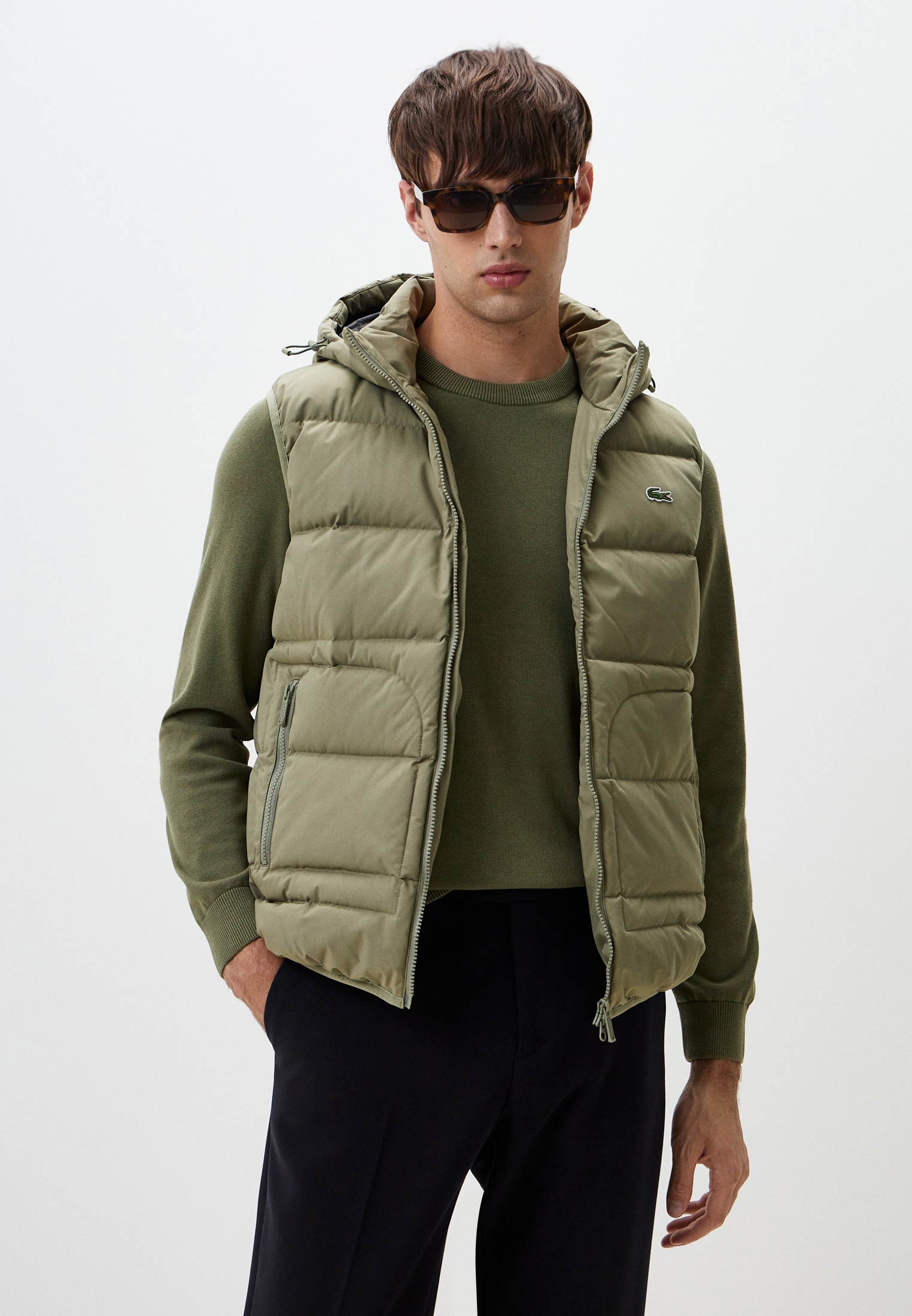 Жилет утепленный Lacoste Lamoda Exclusive, цвет: хаки, MP002XM0BKEG ...