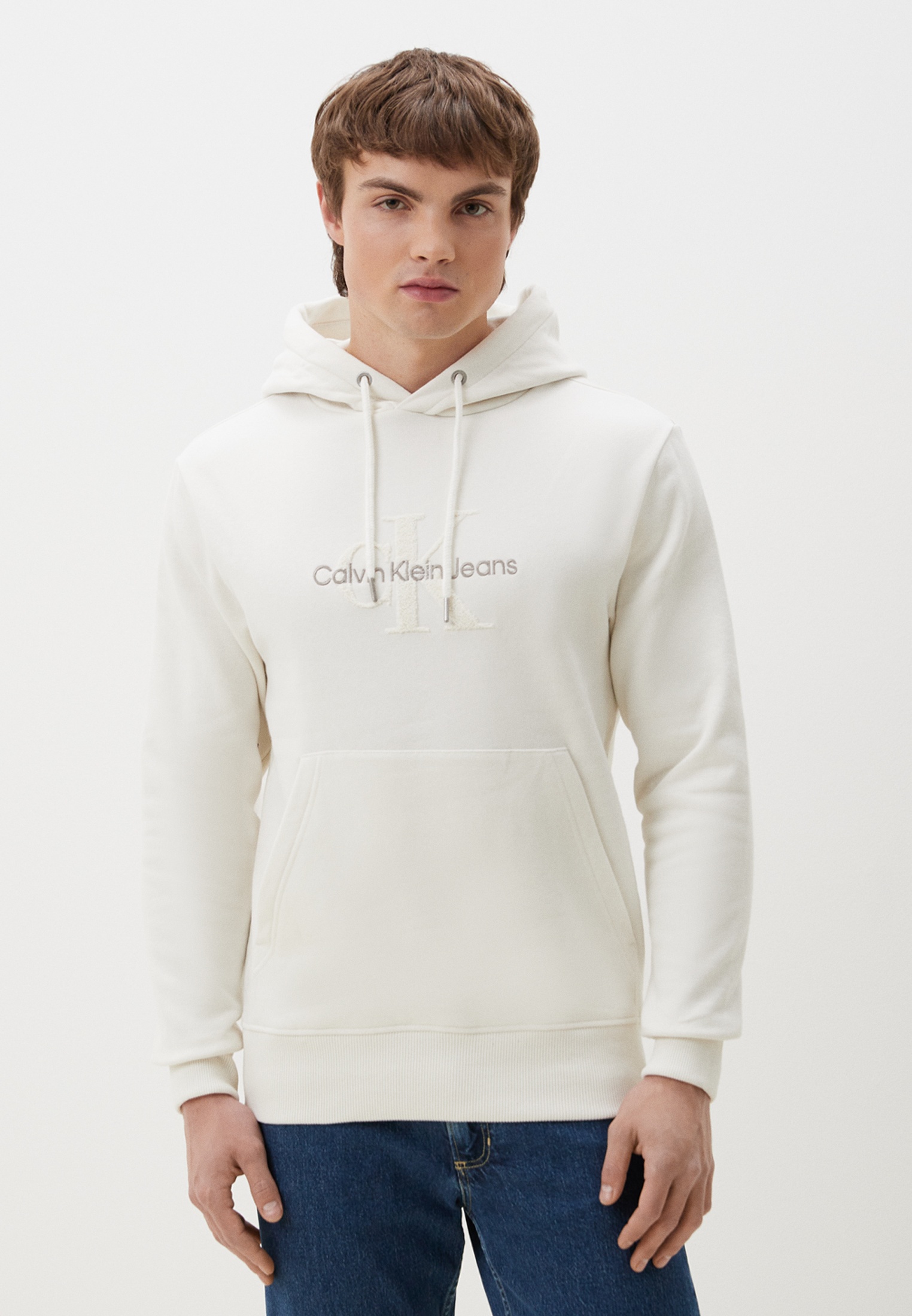 Худи Calvin Klein Jeans, цвет: бежевый, MP002XM0C52H — купить в ...