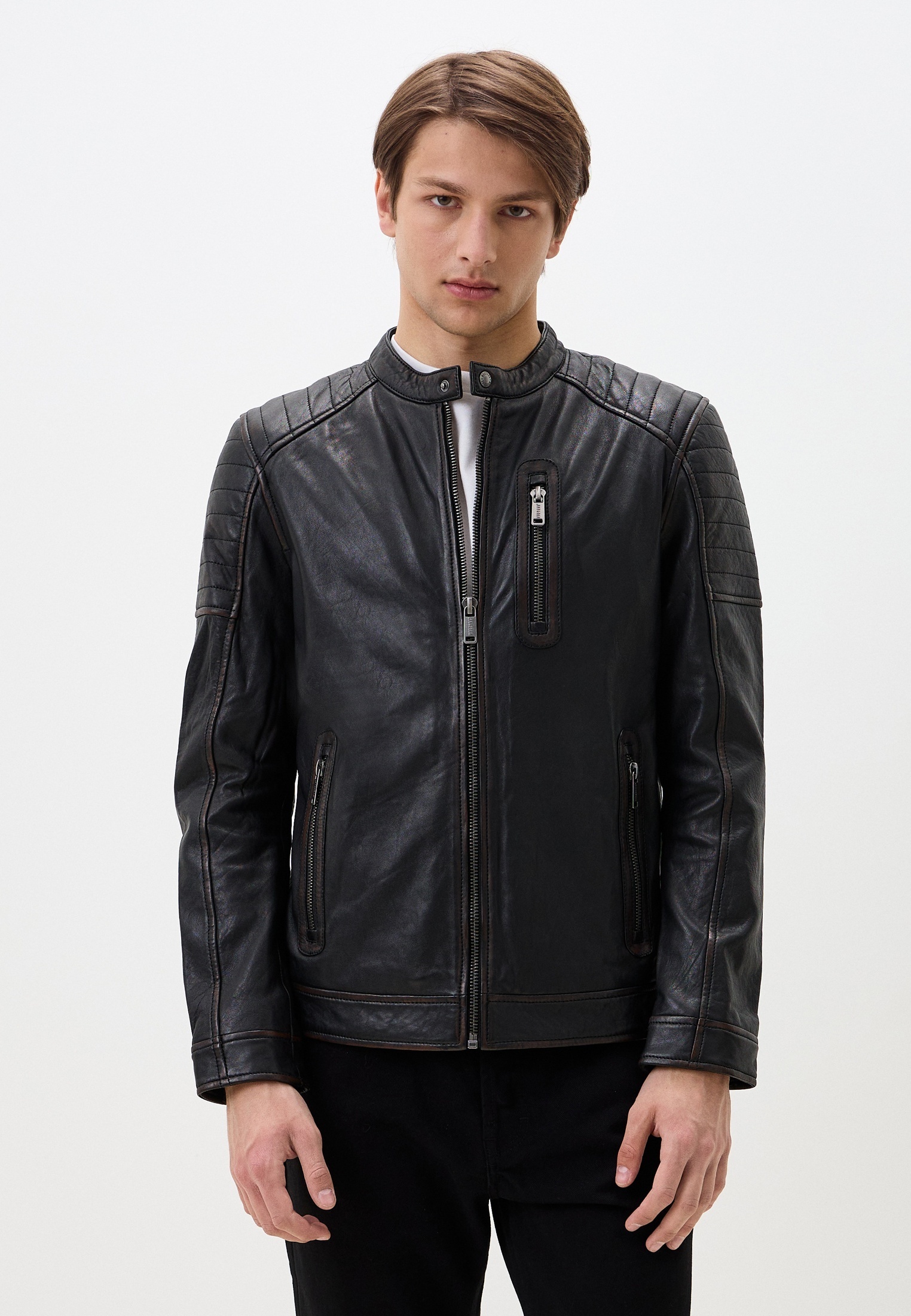 Куртка кожаная Mustang men´s biker jacket, цвет: коричневый ...