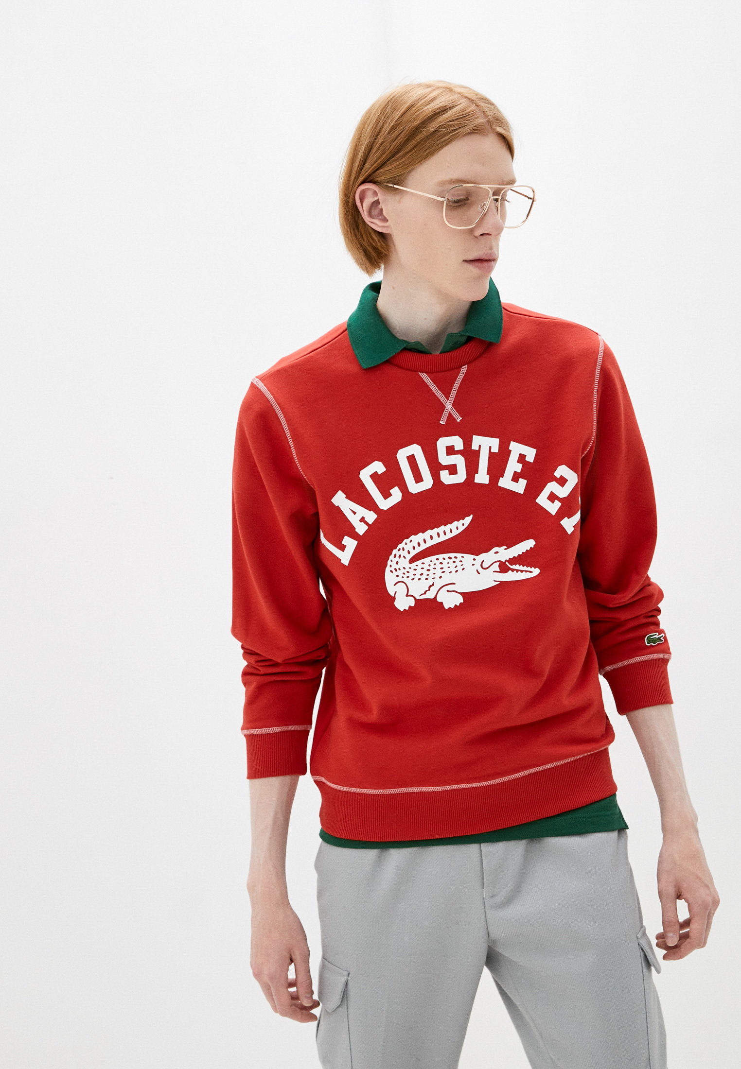 Свитшот Lacoste, цвет: красный, MP002XM1HP44 — купить в интернет ...