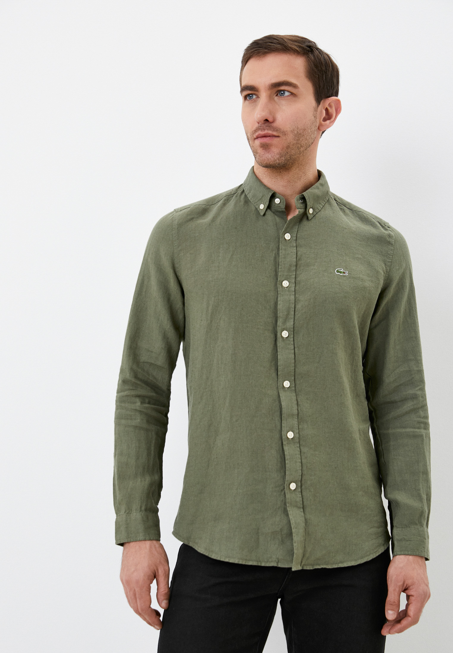 Рубашка Lacoste Slim Fit, цвет: хаки, MP002XM1I6RA — купить в интернет ...