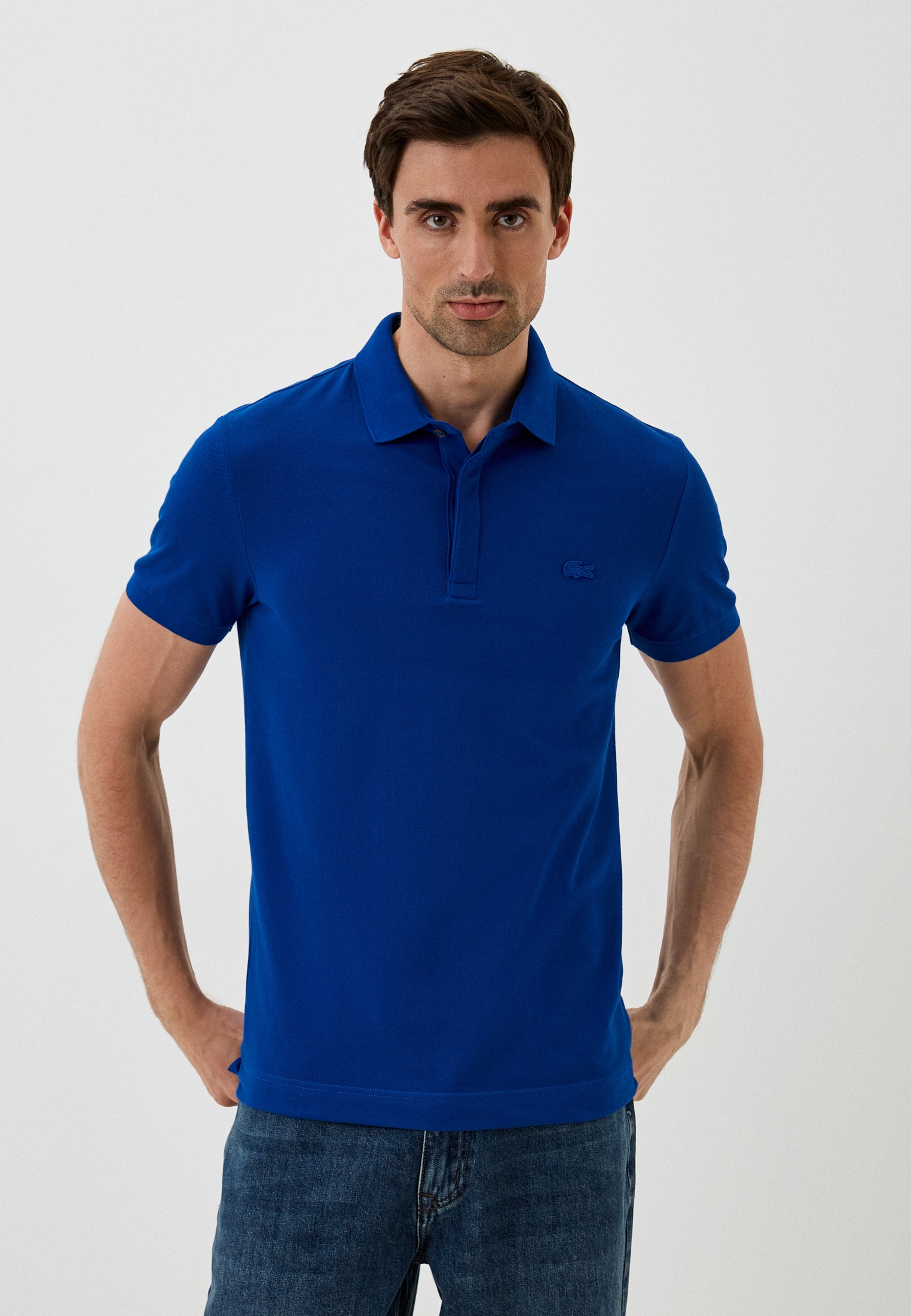 Поло Lacoste, цвет: синий, MP002XM1UBF5 — купить в интернет-магазине Lamoda