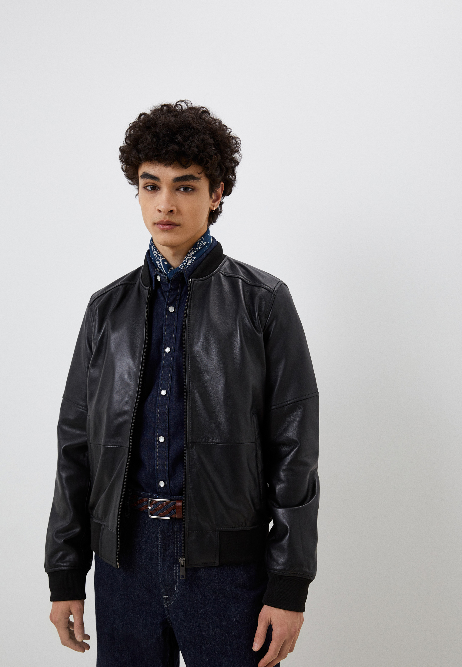 Куртка кожаная Urban Fashion for Men "бомбер", цвет: черный ...