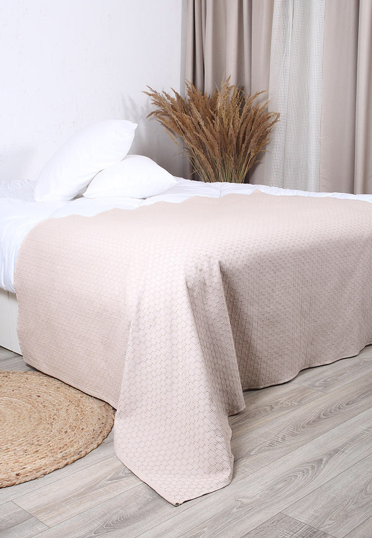 Покрывало Mona Liza жаккард вафельное 150х200 "Nature" beige, цвет ...