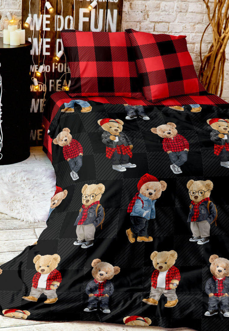 Постельное белье 1,5-спальное Crazy Getup 70х70 Bears, цвет: красный ...