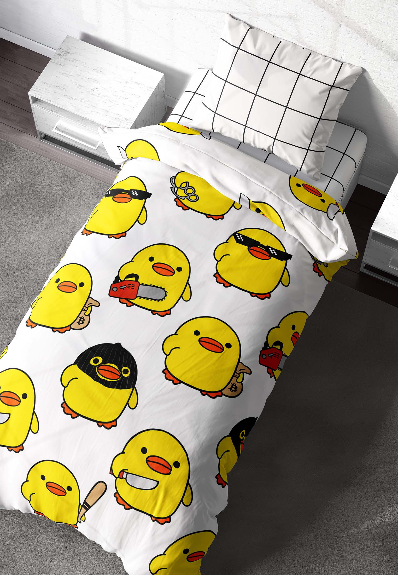 Постельное белье 1,5-спальное Crazy Getup 70х70 Danger Ducks, цвет ...