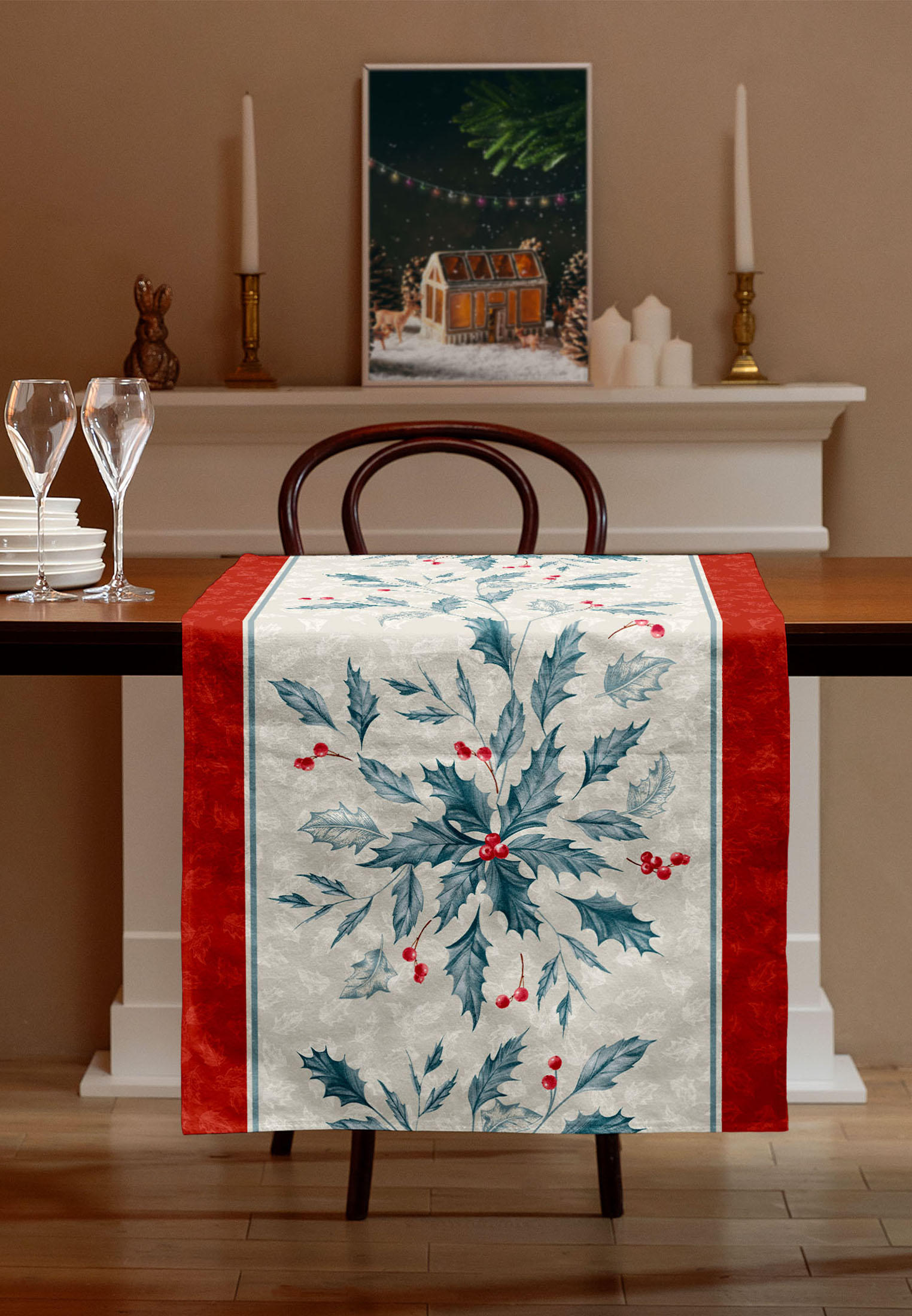 Скатерть-дорожка Унисон 50х145 Сhristmas leaf, цвет: бежевый ...