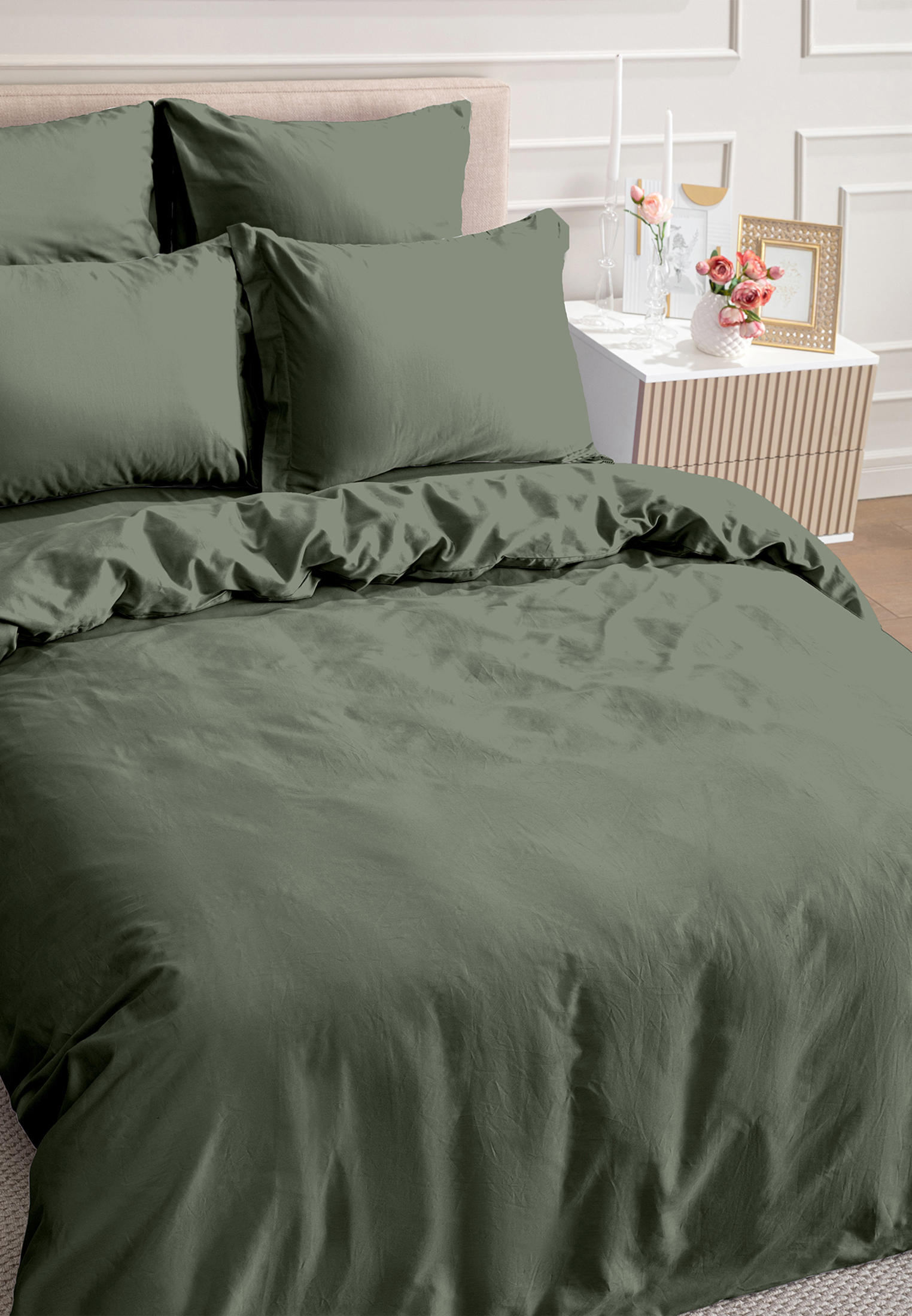 Постельное белье Евро Cozy Home Dark ash, цвет: хаки, MP002XU08GSD ...