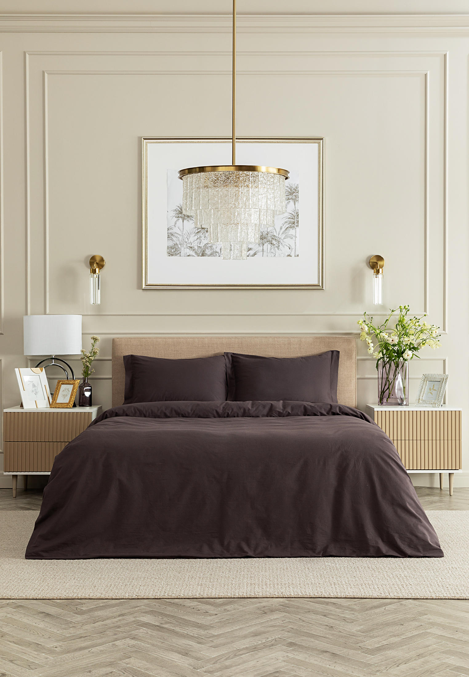 Постельное белье Семейное Cozy Home Huckleberry, цвет: коричневый ...