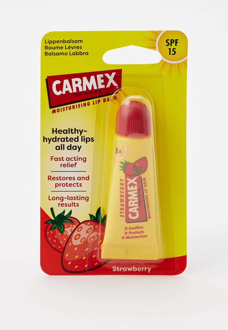 Бальзам для губ Carmex увлажняющий с ароматом клубники и защитным ...