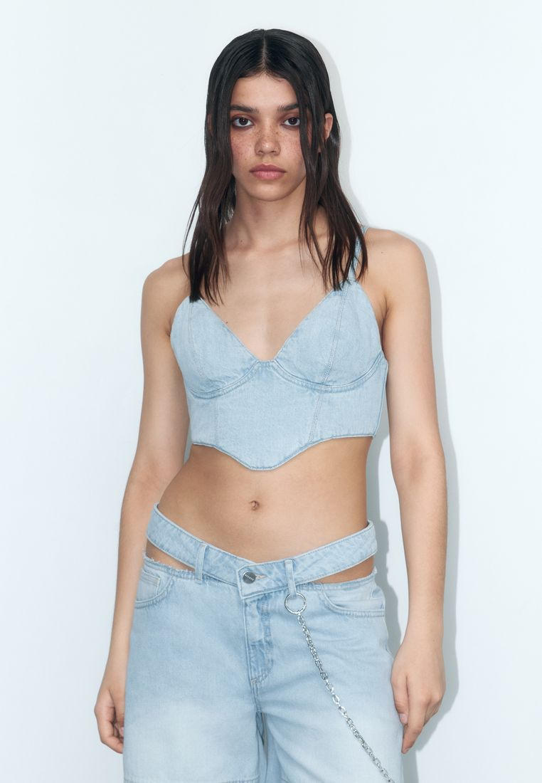 Топ Befree Co:Create Denim Punk, цвет: голубой, MP002XW0FJIV — купить в интернет-магазине Lamoda