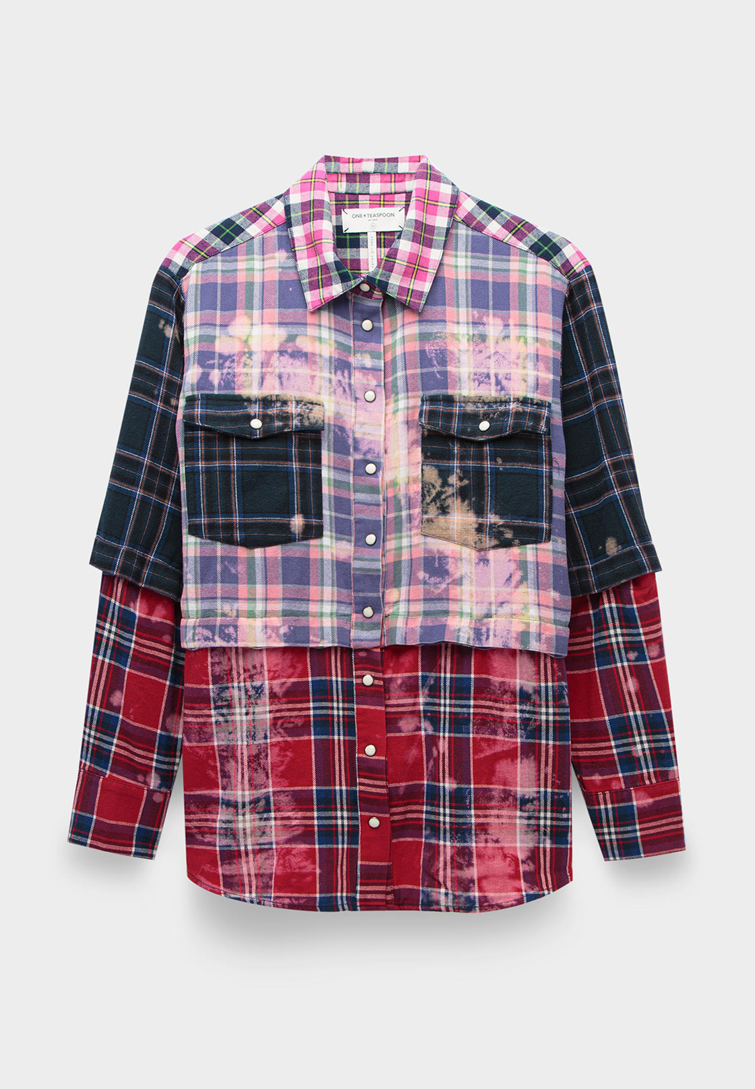 Рубашка One Teaspoon button off distressed flannel shirt, цвет ...