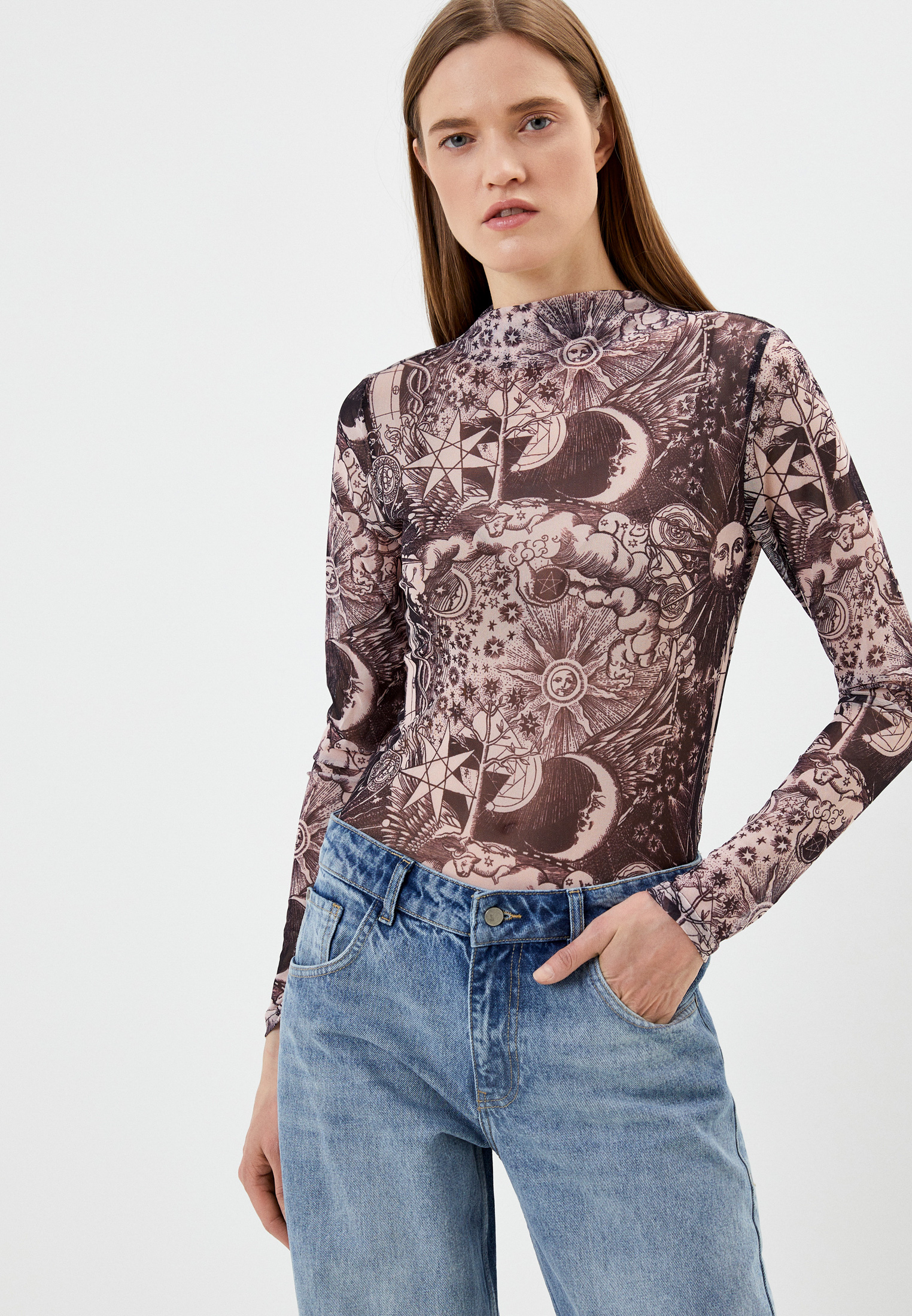 Лонгслив Trendyol Tattoo, цвет: коричневый, MP002XW0LUWA — купить в ...