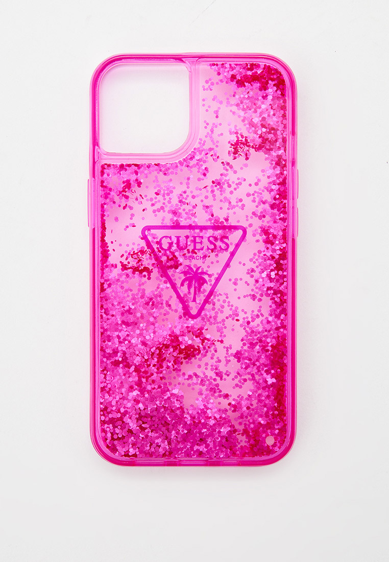 Чехол для iPhone Guess 14 с жидкими блестками, цвет: фуксия ...