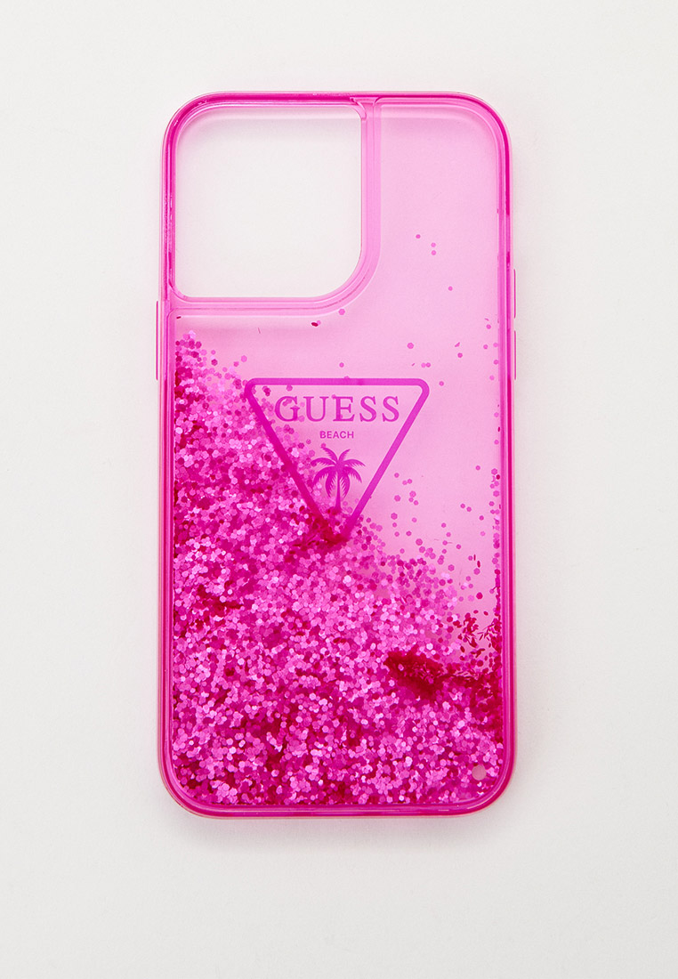 Чехол для iPhone Guess 14 Pro Max с жидкими блестками, цвет: фуксия ...