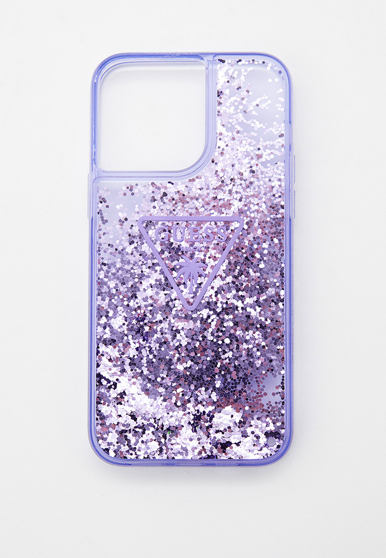 Чехол для iPhone Guess 14 Pro Max с жидкими блестками, цвет: фиолетовый ...